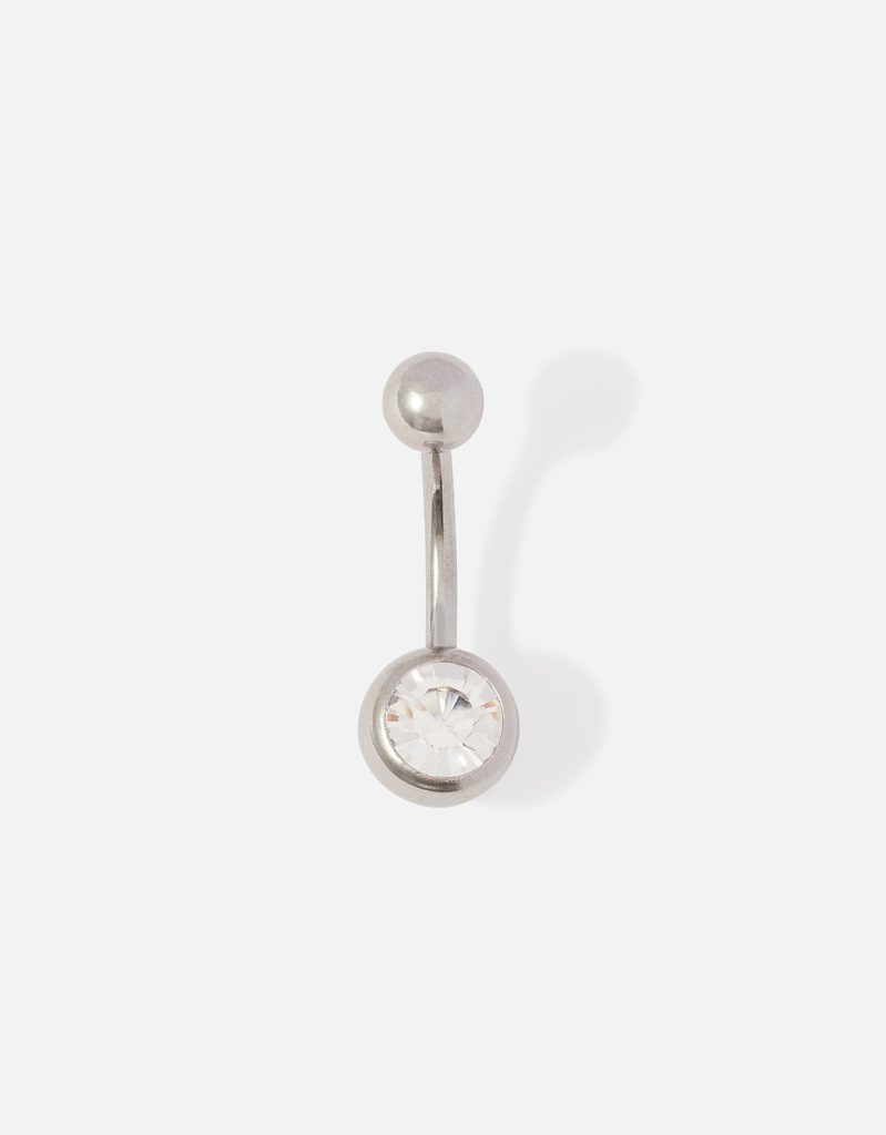 STAINLESS STEEL SIMPLE CRYSTAL BELLY BAR - Monsoon Accessorize Malta