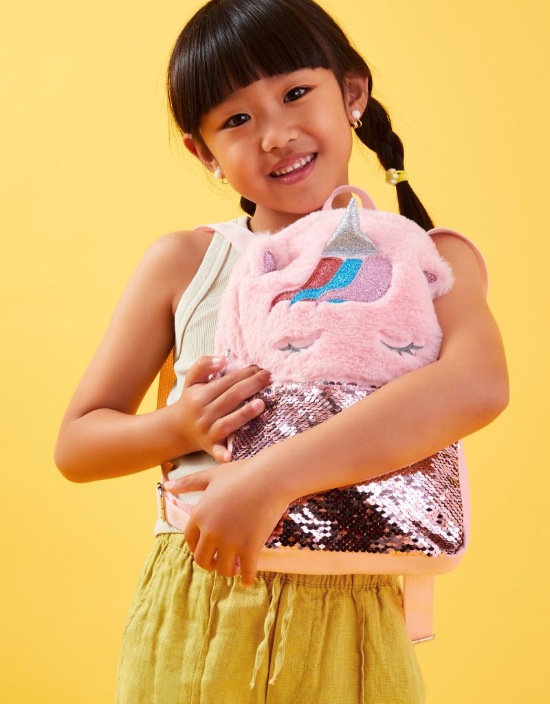 GIRLS FLUFFY UNICORN BACKPACK PINK - Monsoon Accessorize Malta