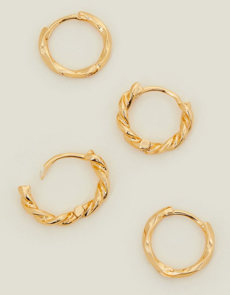 2-PACK 14CT GOLD-PLATED TWISTED HOOP EARRINGS - Monsoon Accessorize Malta