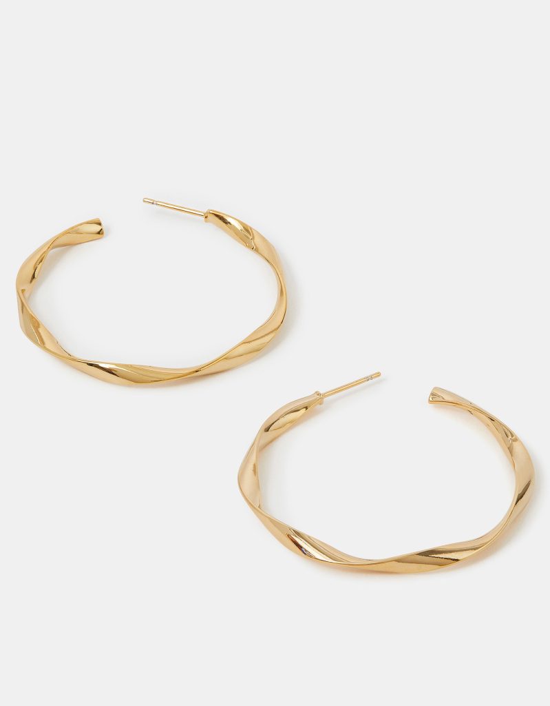 14ct Gold-Plated Wave Hoop Earrings - Monsoon Accessorize Malta