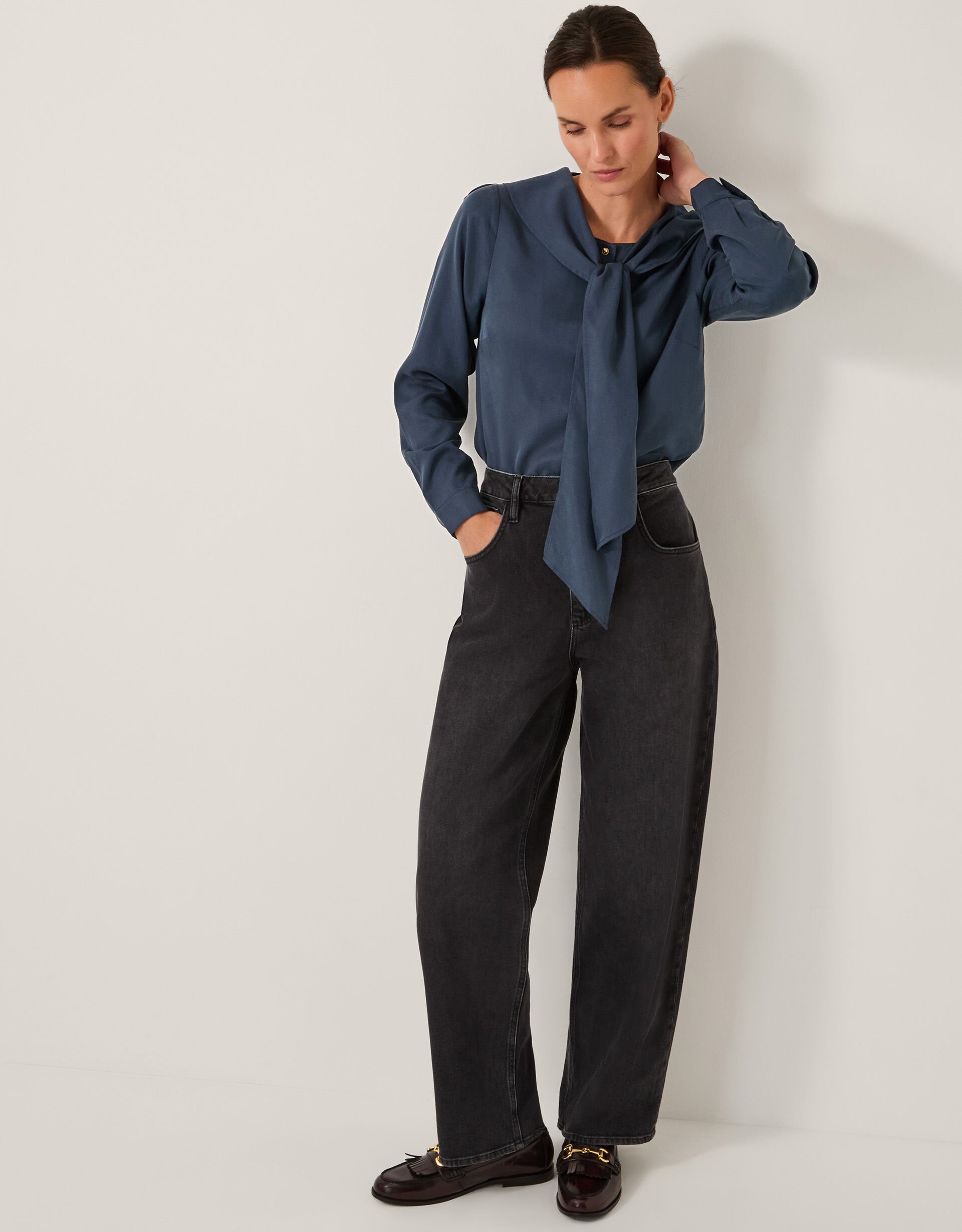 Drew tie-neck blouse blue - Monsoon Accessorize Malta