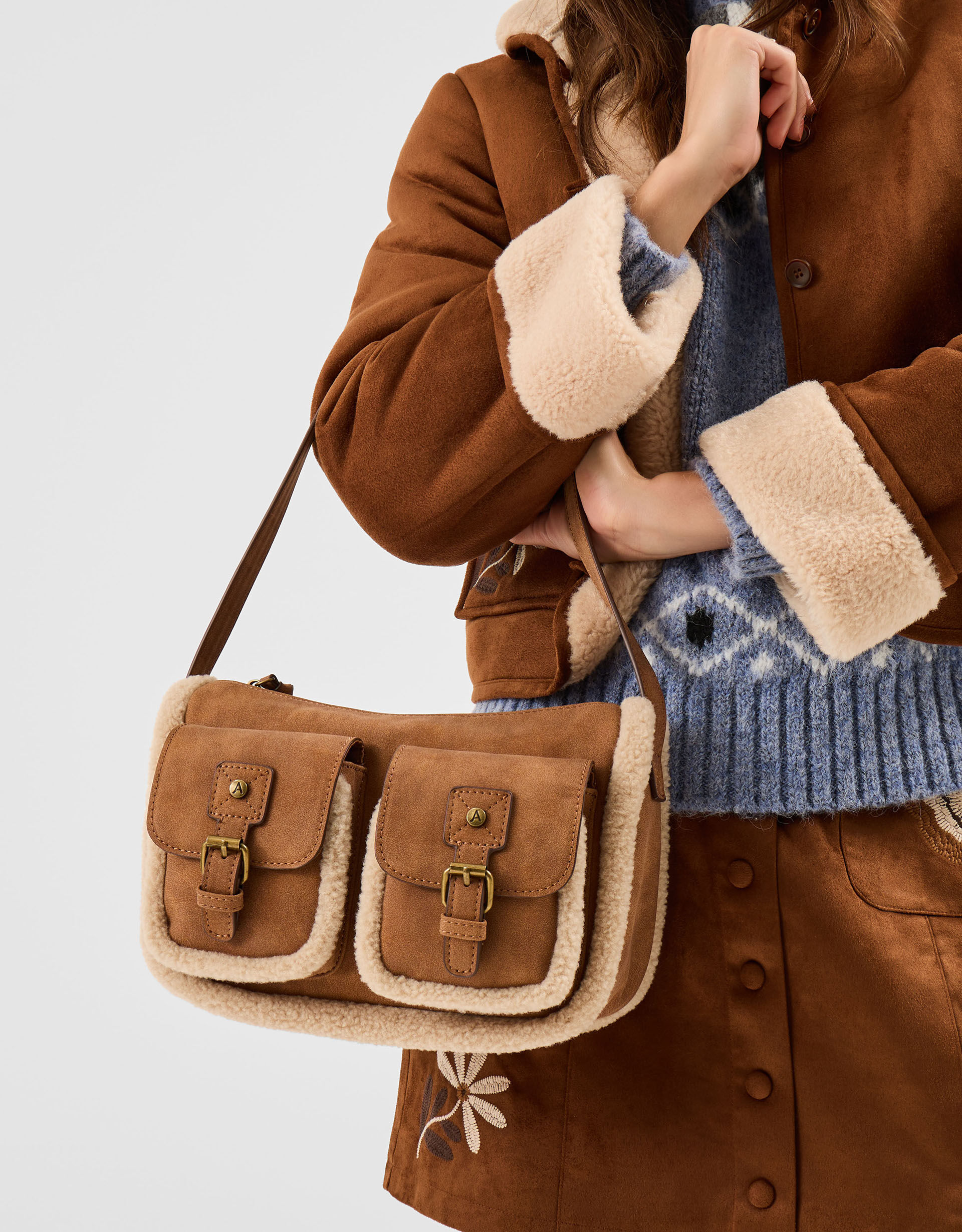FAUX SHEARLING POCKET SHOULDER BAG | Monsoon Accessorize Malta