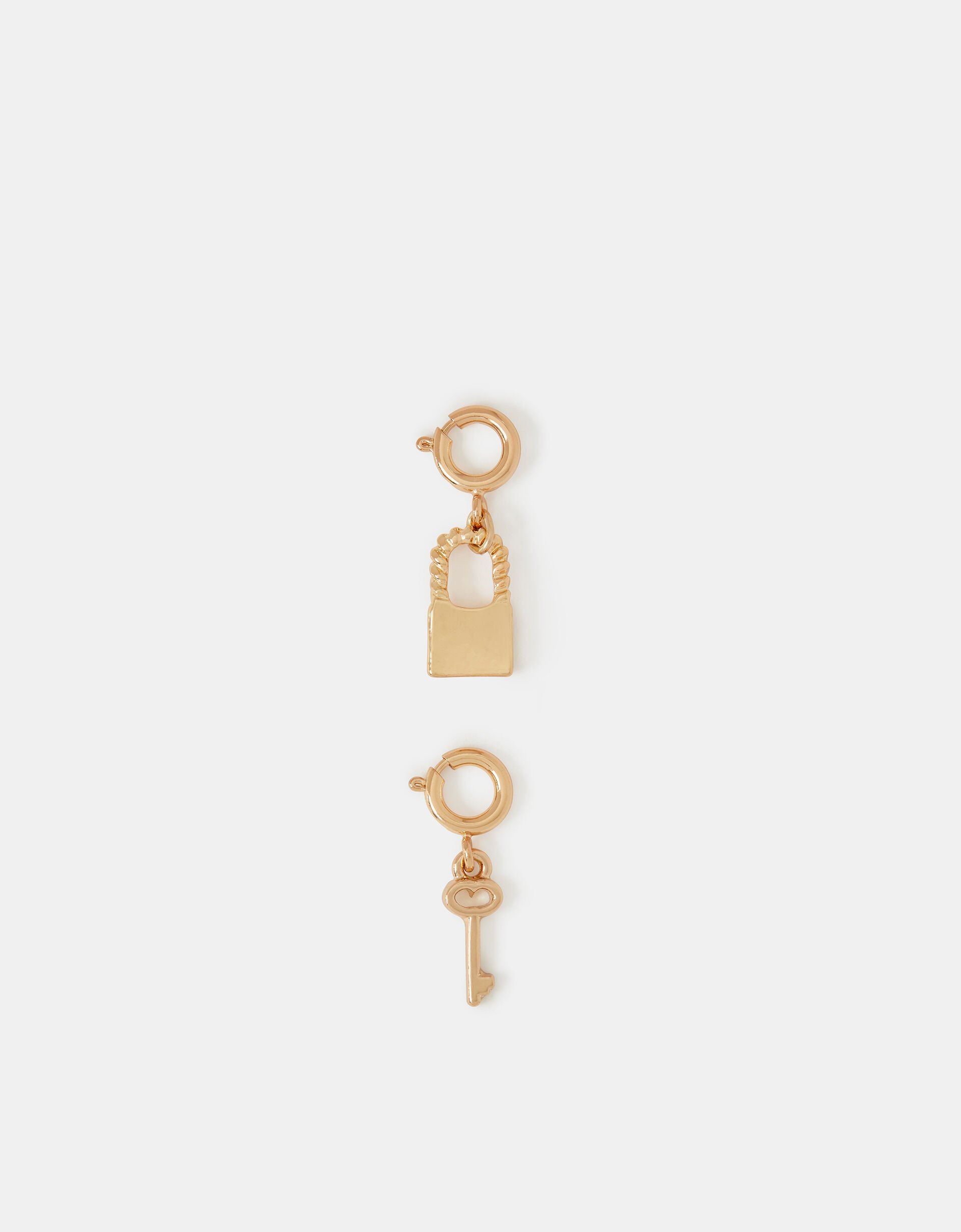 2-PACK LOCK & KEY JEWELLERY CHARMS GOLD - Monsoon Accessorize Malta