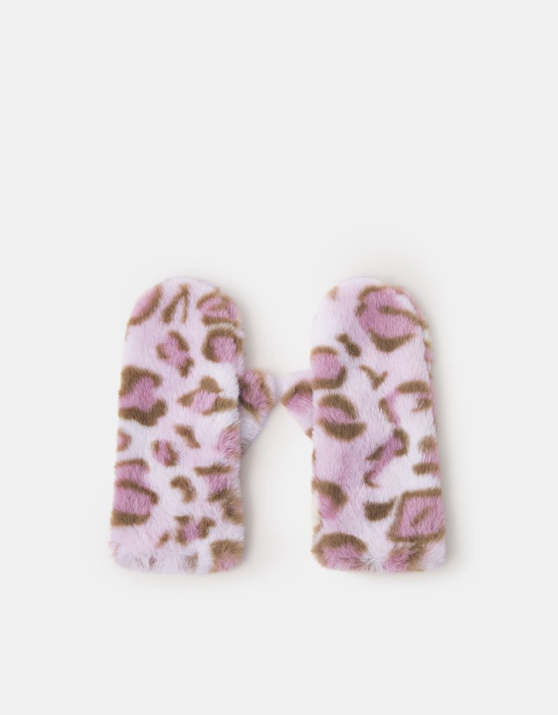 GIRLS FLUFFY LEOPARD PRINT MITTENS LEOPARD - Monsoon Accessorize Malta