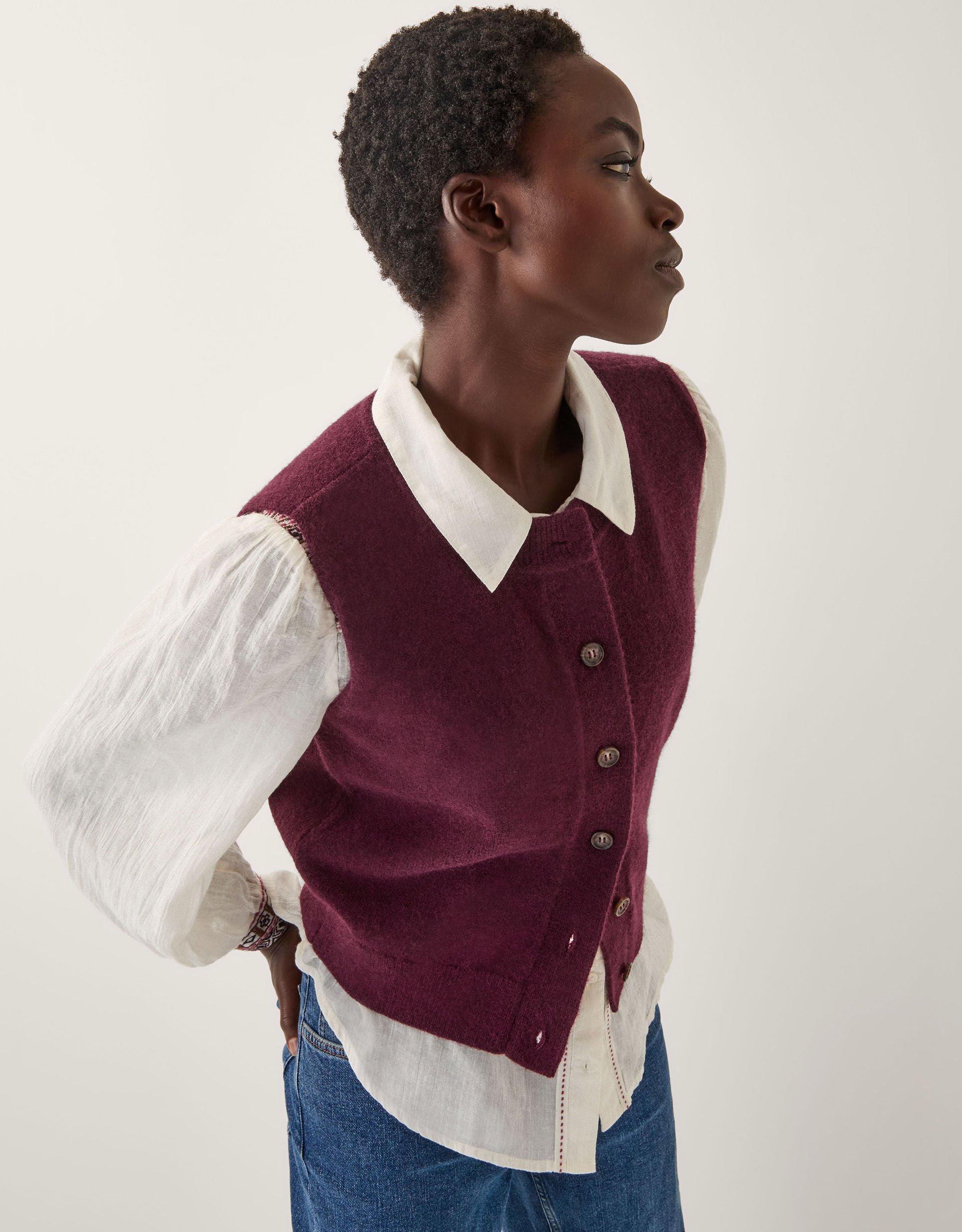 Brooke Button Knitted Vest Red - Monsoon Accessorize Malta