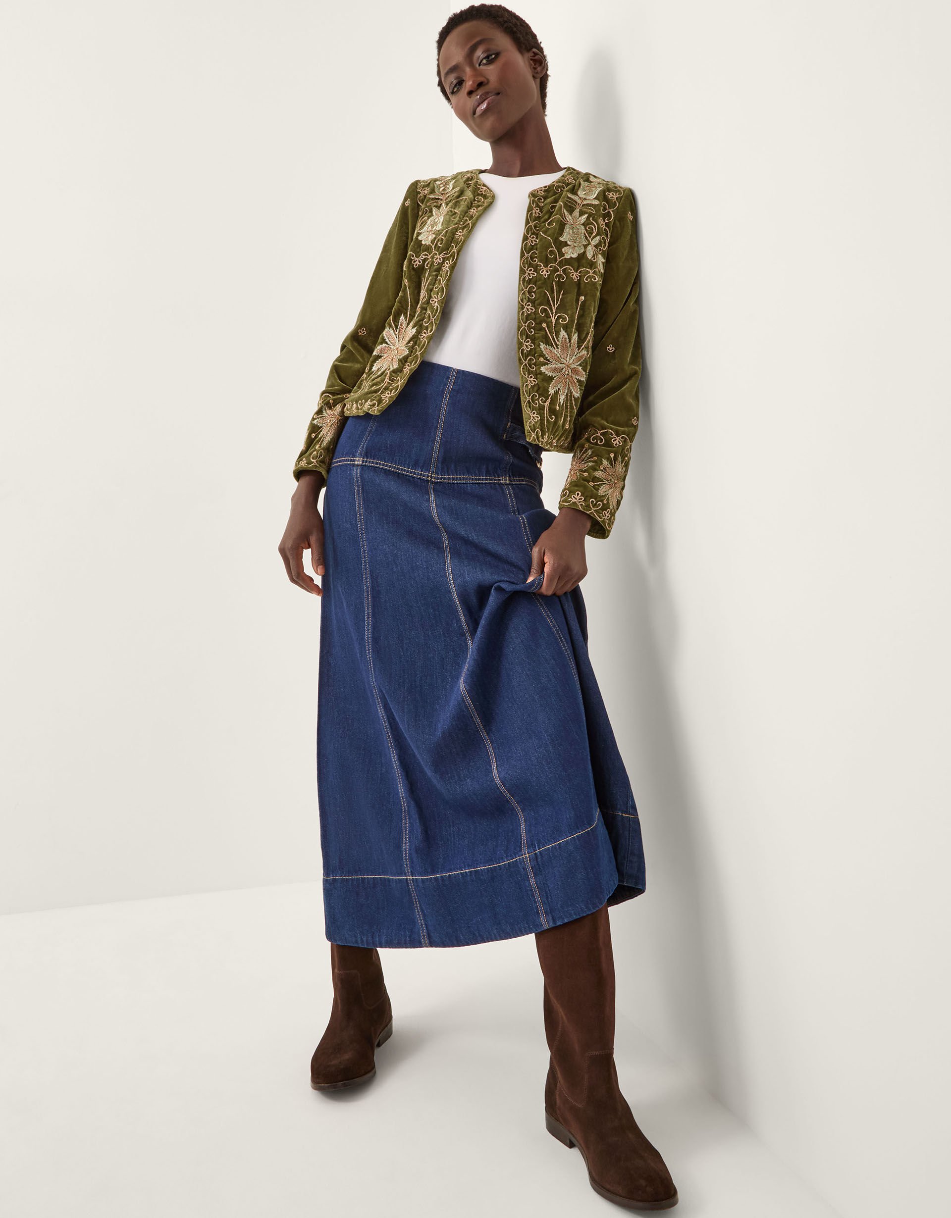 Magda Floral Embroidered Velvet Jacket Green - Monsoon Accessorize Malta